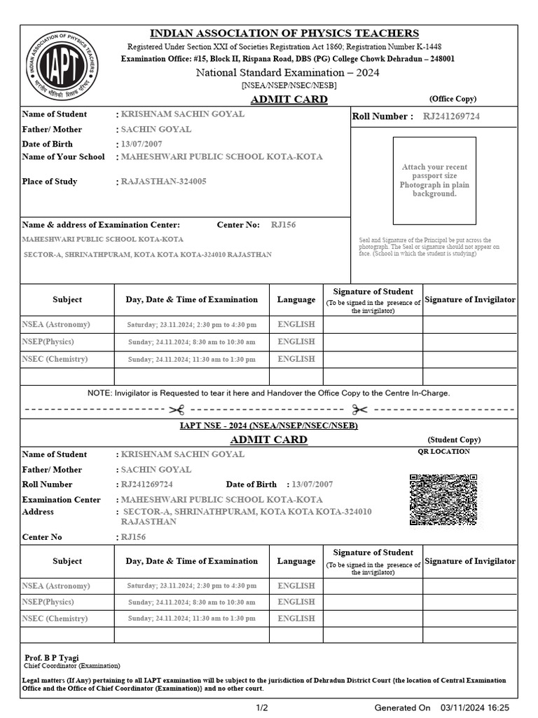 RJ1102485_IAPTHallTicket | PDF