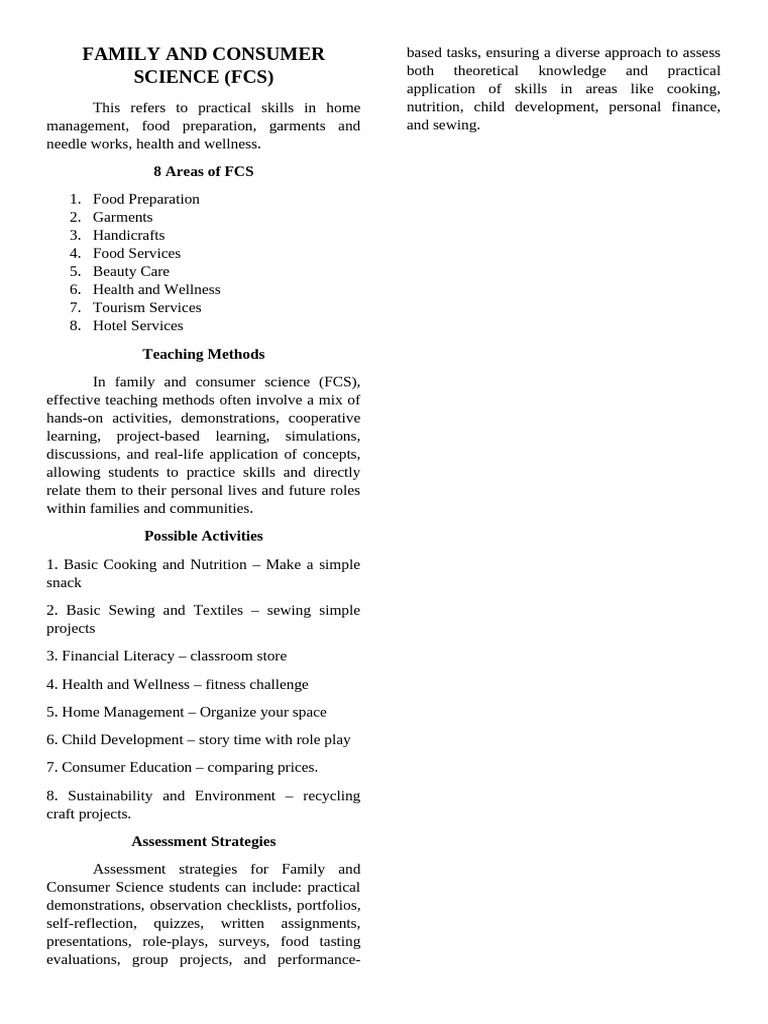 Lecture 6 - FAMILY AND CONSUMER SCIENCE | PDF