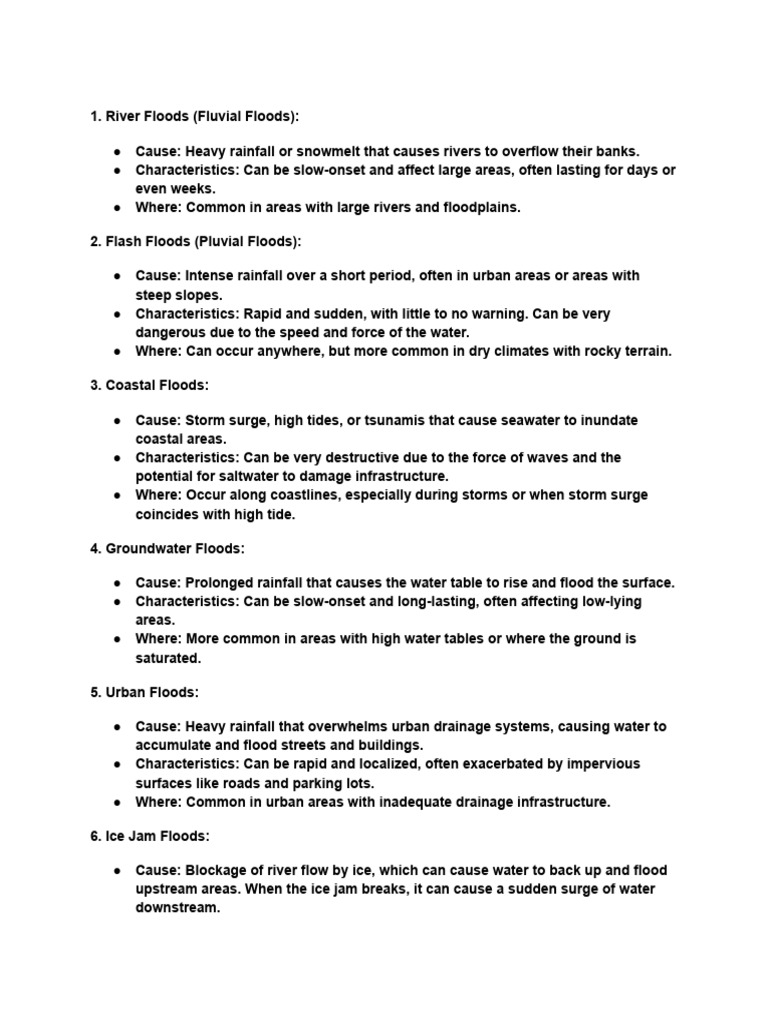 types of floods | PDF | Flood | Natural Disasters