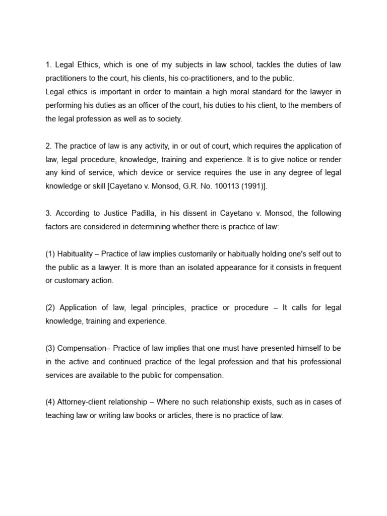 Legal Ethics 1 | PDF | Lawyer | Practice Of Law