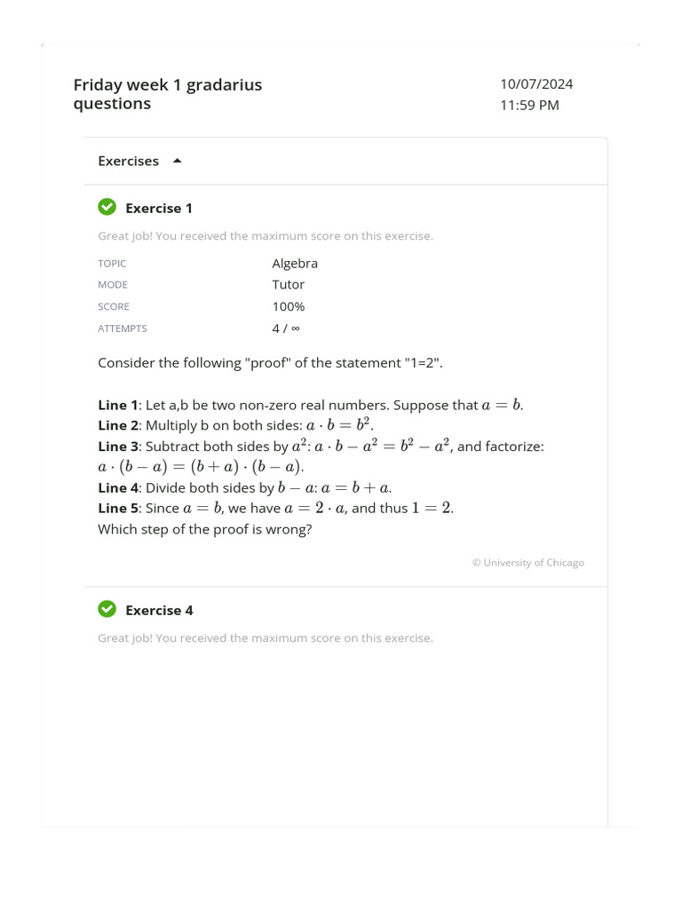 Assignment Friday Week 1 Gradarius Questions | PDF | Mathematics | Algebra