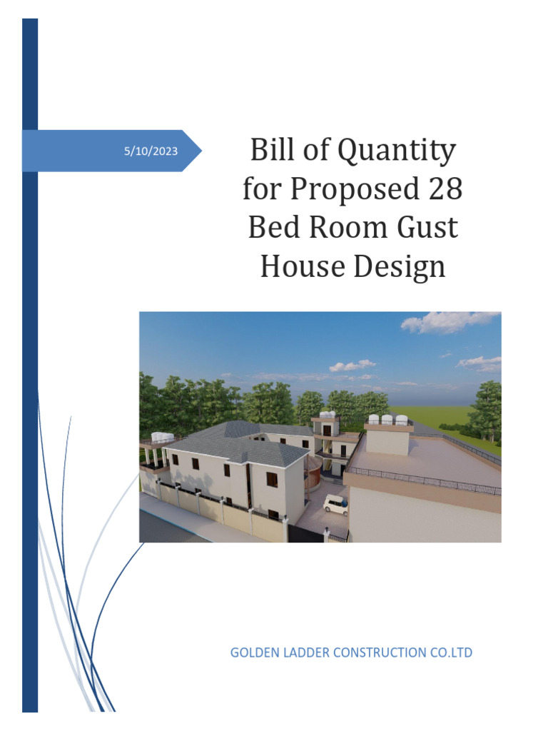 Bill of Quantities for 28-Room Guest House | PDF | Concrete | Cement