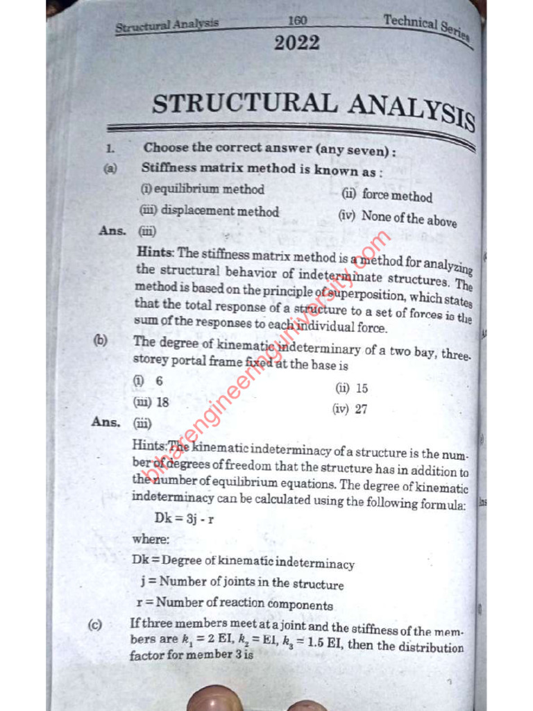 structural analysis 2022 beu pyq solution | PDF