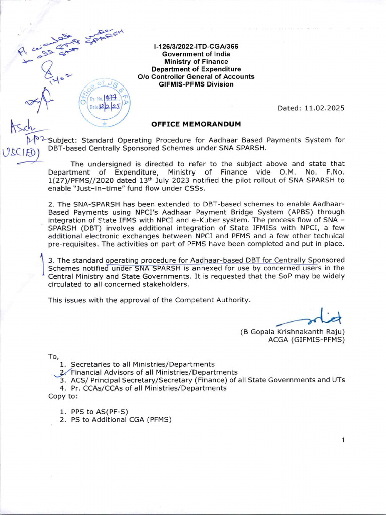 Centrally Sponsored Schemes Under SNA SPARSH | PDF