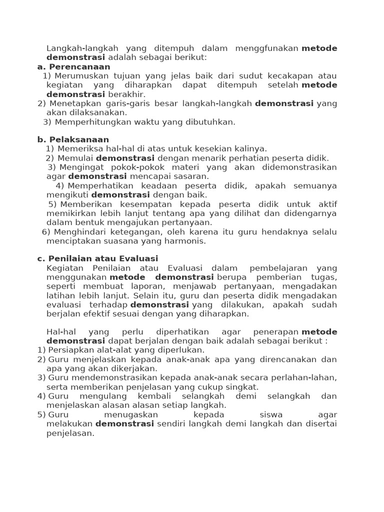 Langkah-Langkah Metode Demonstrasi | PDF