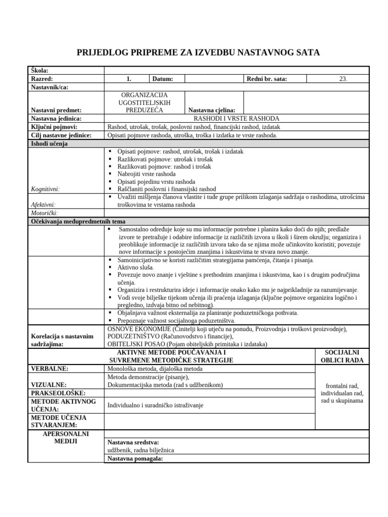 SK 23 Rashodi I Vrste Rashoda | PDF