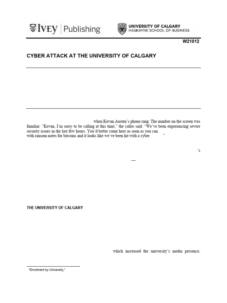 Cyber Attack at Univ. of Calgary | PDF | Ransomware | Computer Security