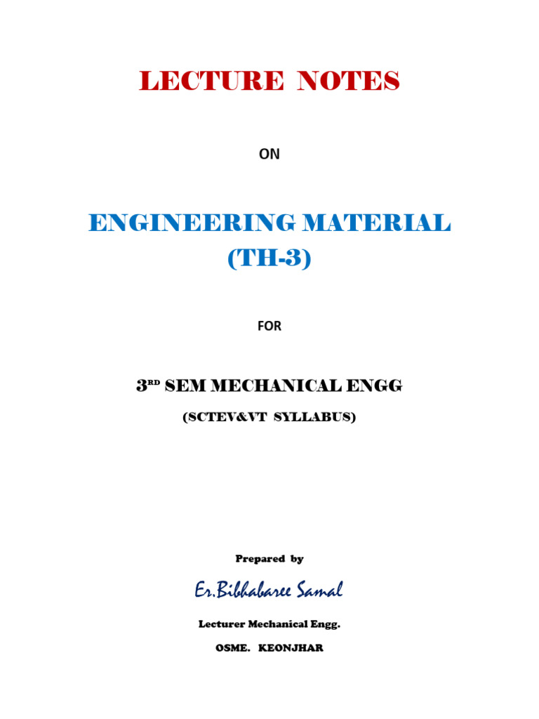 3rd Semester Mechanical Engg.engineering Material Lecture Notes (1 ...