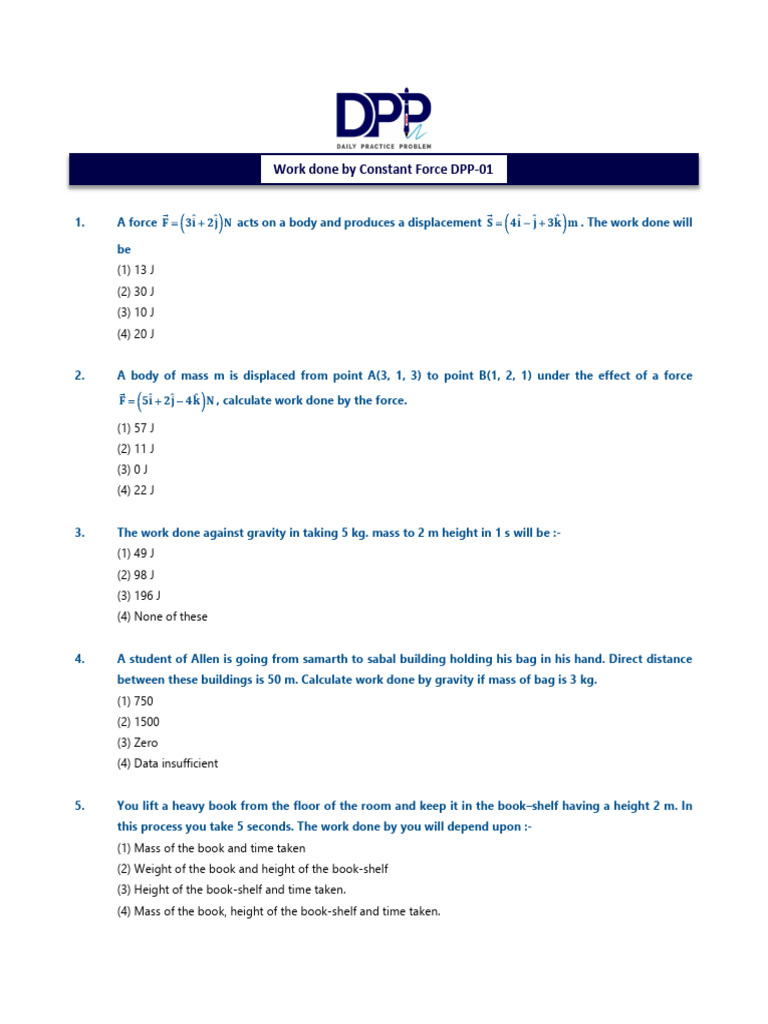 Work and Energy Problems Solutions | PDF | Potential Energy | Force
