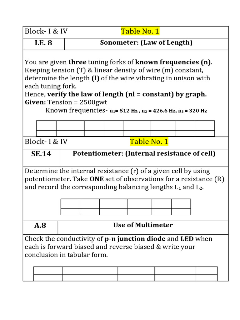 HSC Board Exam Physics Practical Slips - 2025 | PDF | P–N Junction ...