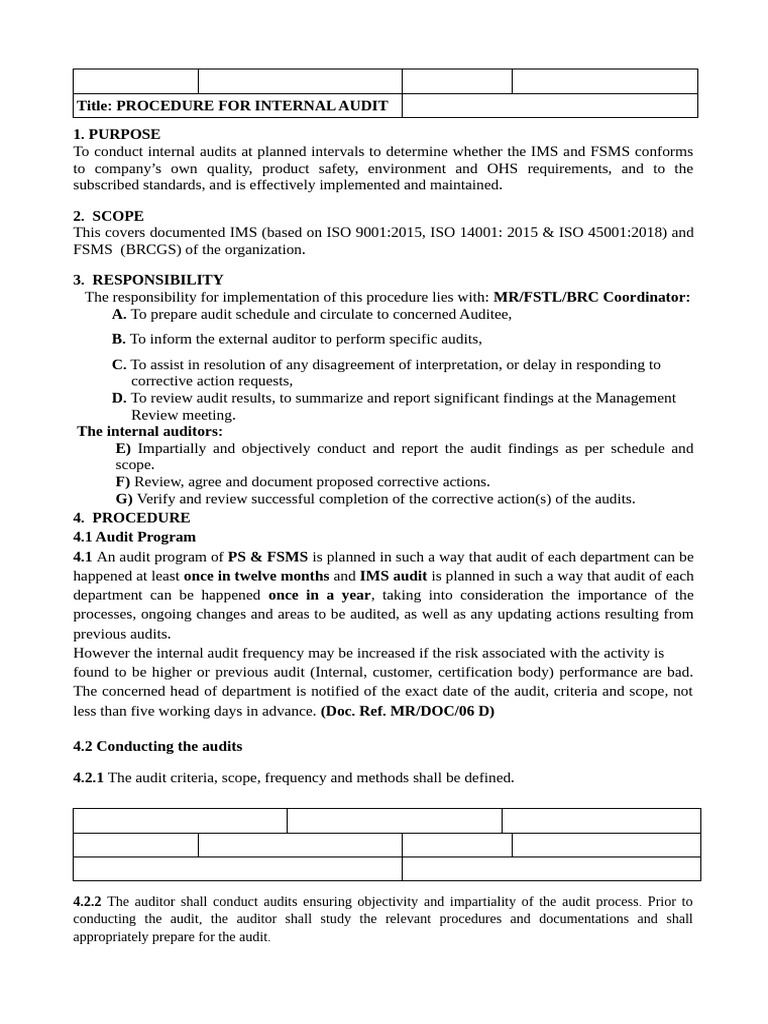 Internal Audit Procedure Overview | PDF | Audit | Internal Audit