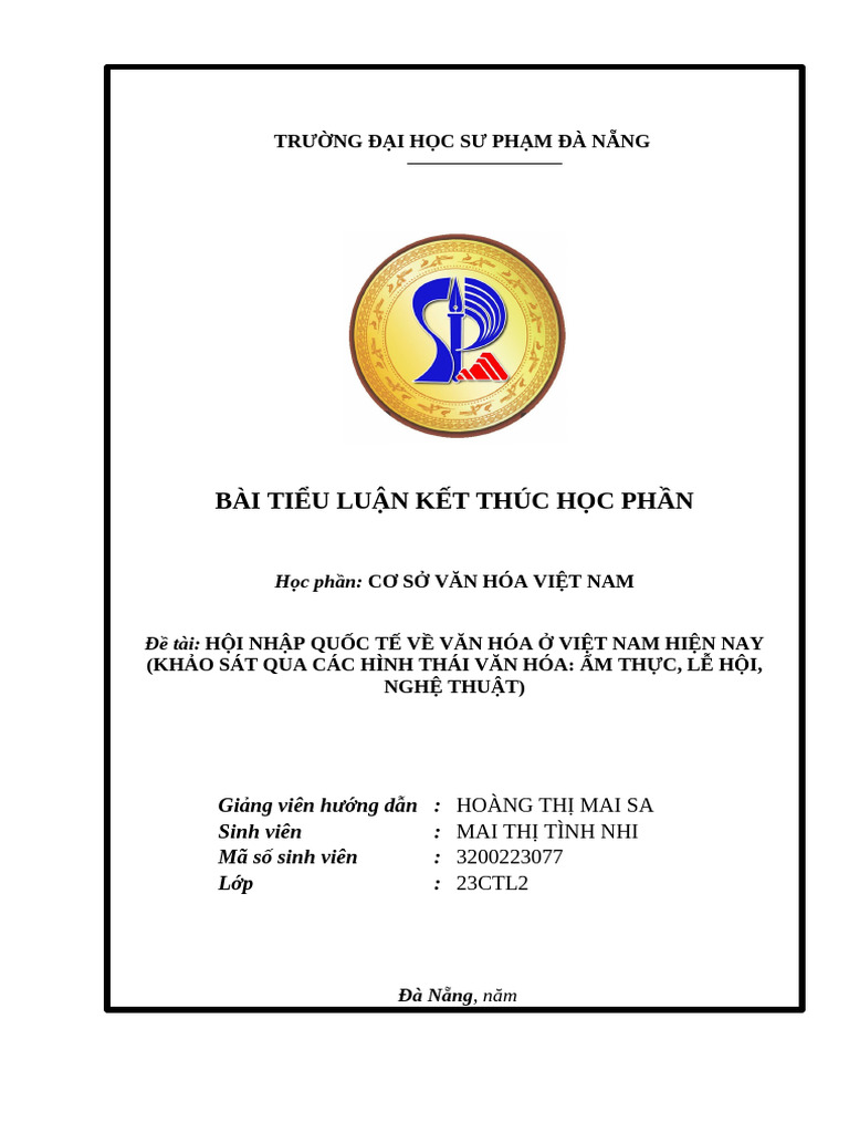 Tiểu luận csvhvn | PDF