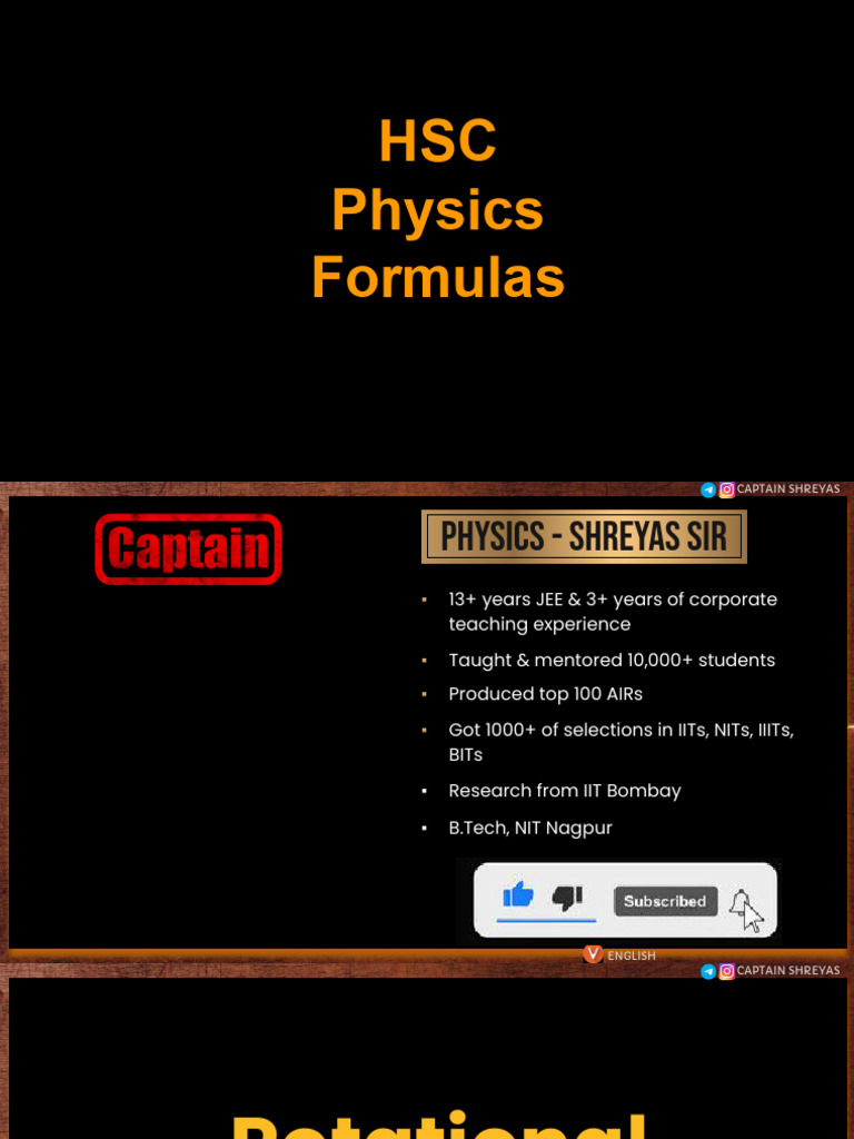 HSC Physics Formulas | PDF | Acceleration | Electric Current