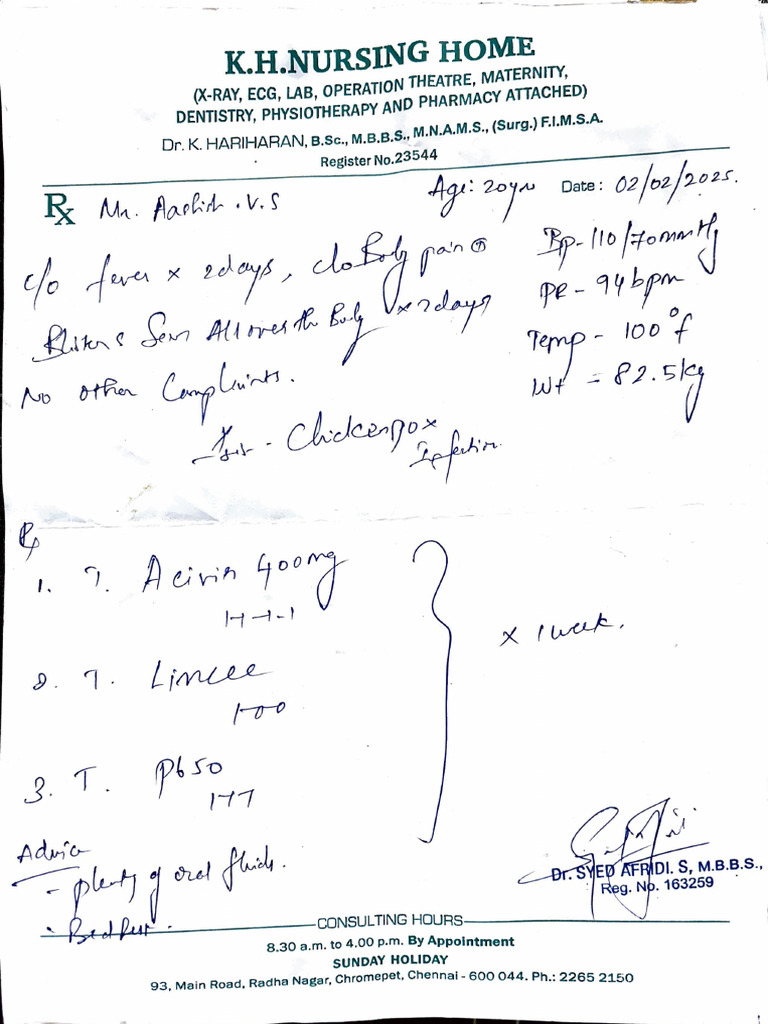 Medical Certificate for Chicken Pox | PDF