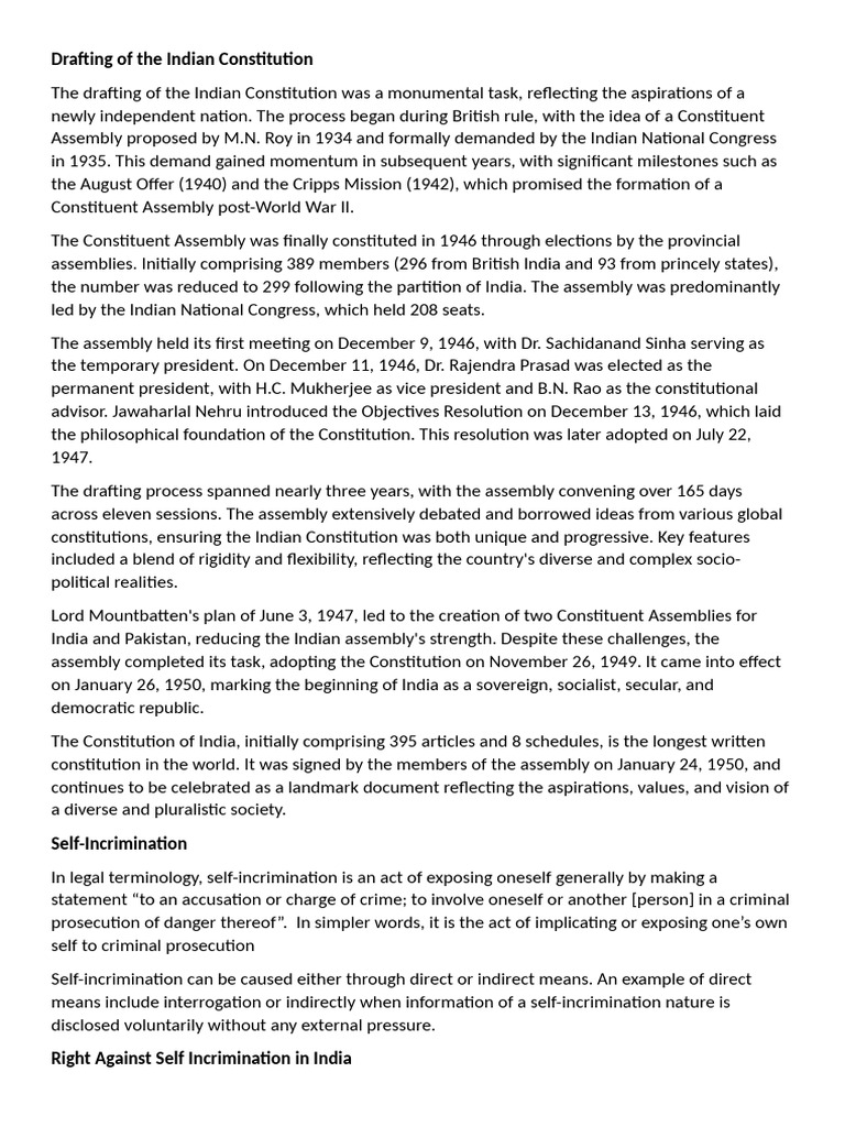 Constitutional Law Short Notes | PDF | Double Jeopardy | Self Incrimination