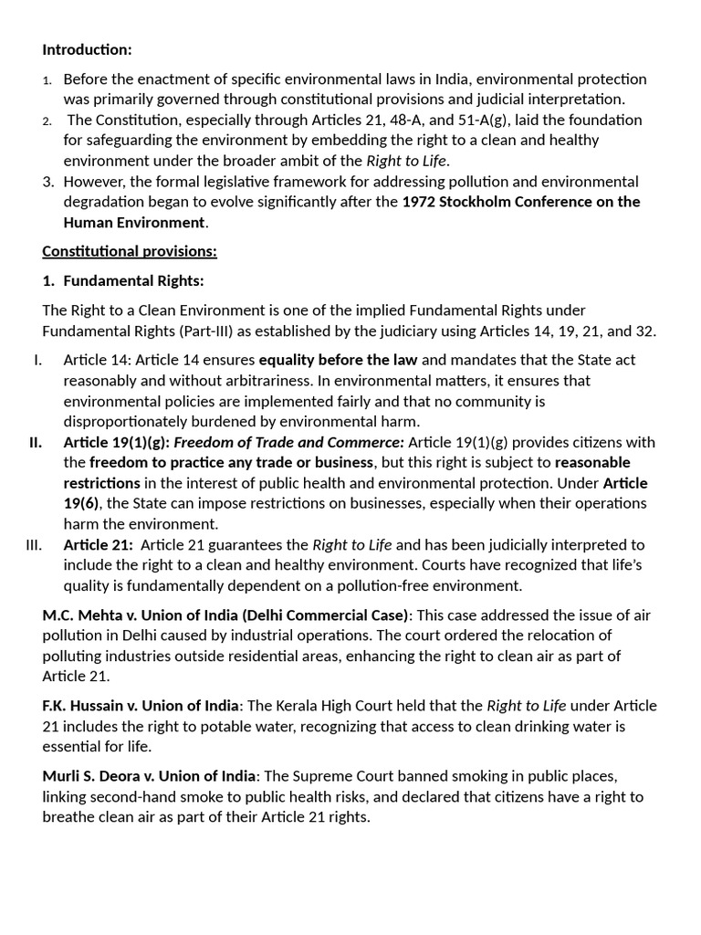 Constitutional Provisions Regarding Environment | PDF | Environmental ...
