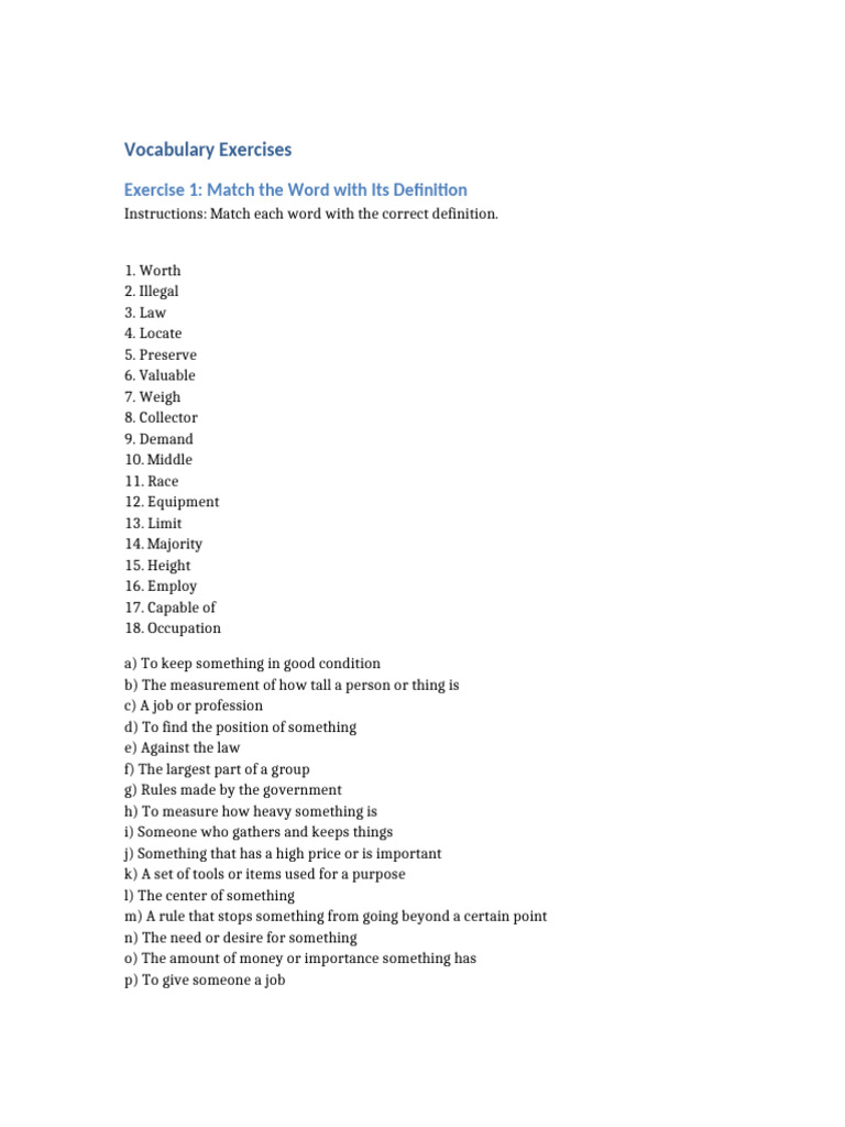 Vocabulary_Exercises | PDF