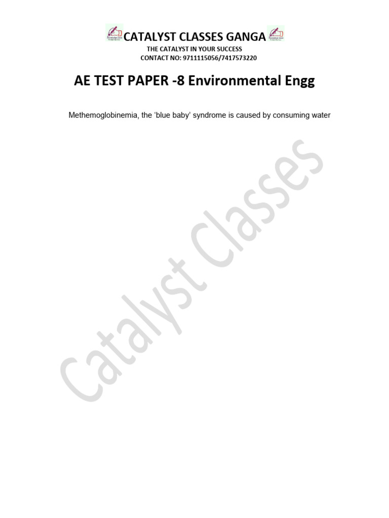 Environmental Engineering Test Paper | PDF | Water Purification ...