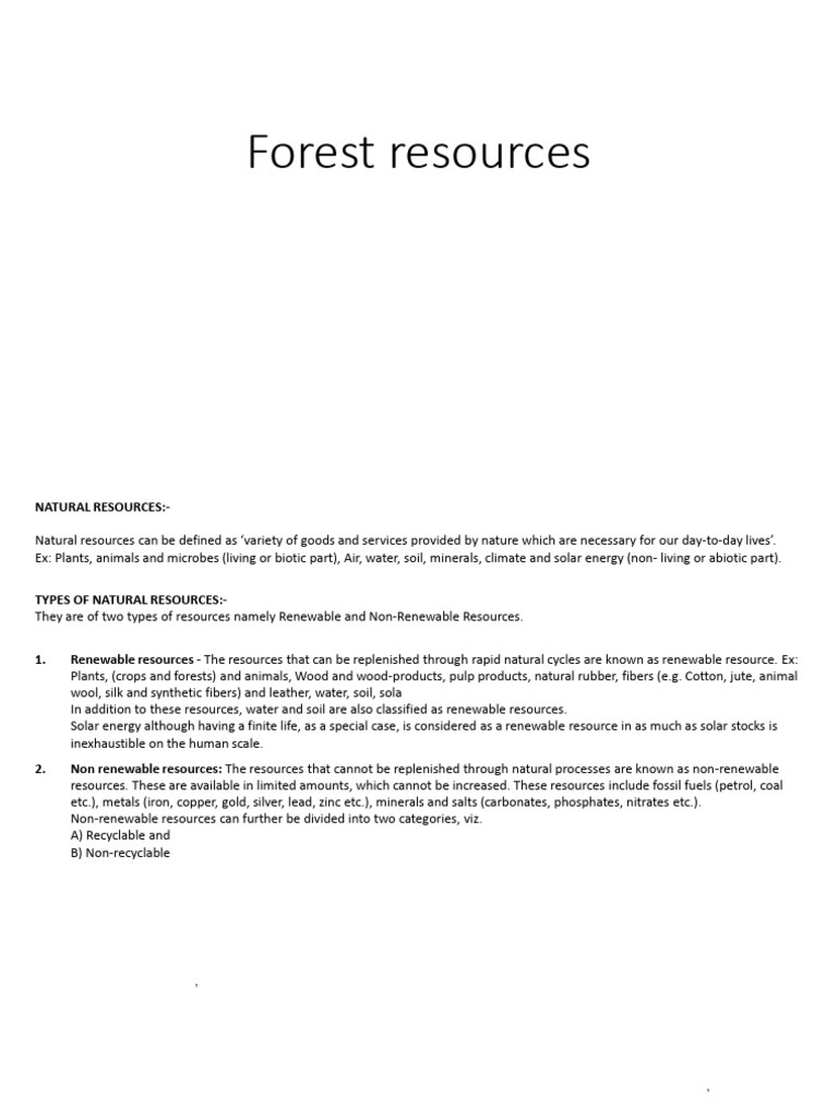 Forest Resources Pdf Deforestation Renewable Resources