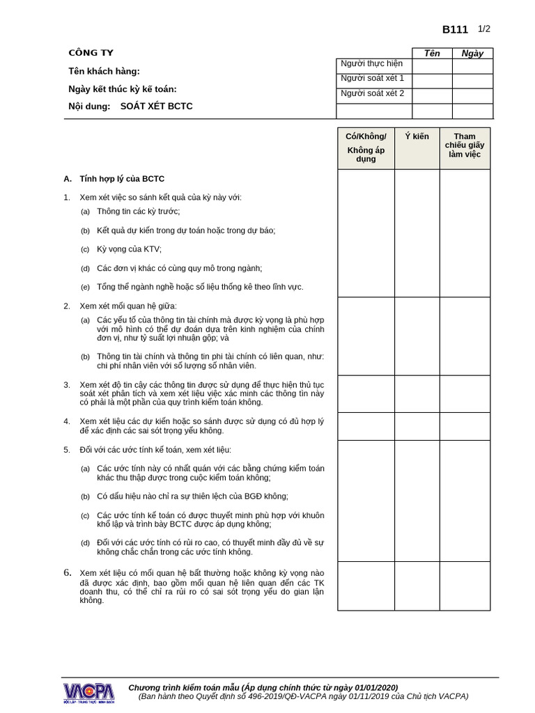 B111 - Soat Xet Bao Cao Tai Chinh | PDF