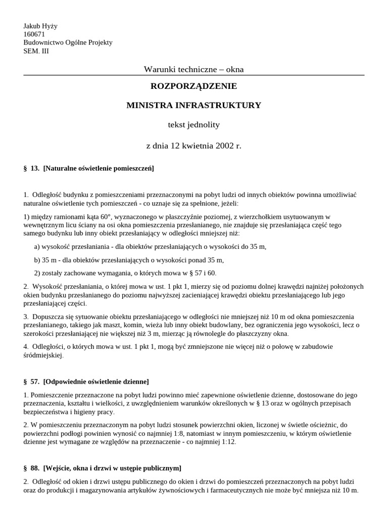 Warunki Techniczne - Okna | PDF