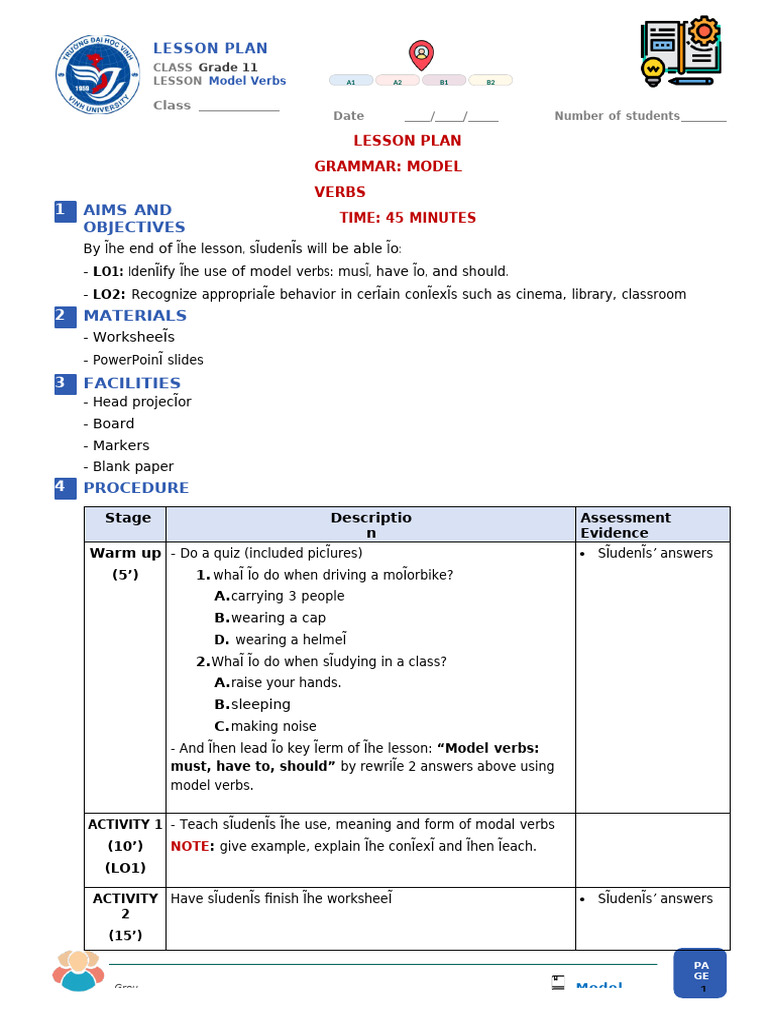 g1 Lesson Plan Grammar | PDF | Linguistics | Learning
