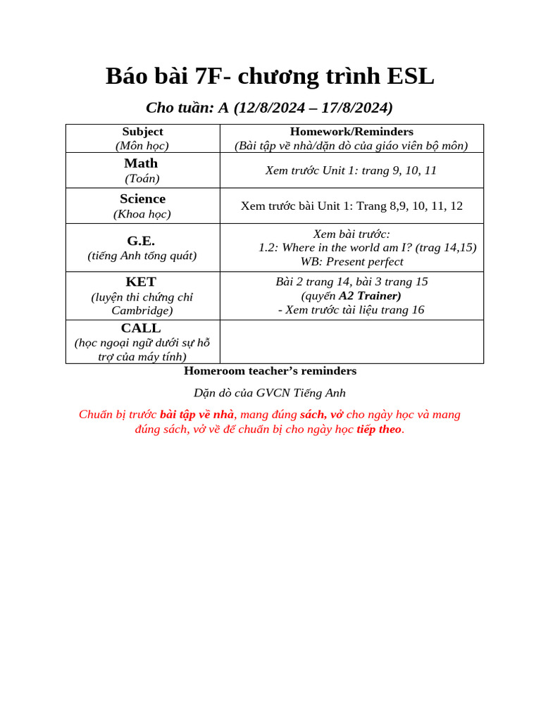 Báo Bài 7F - WA | PDF