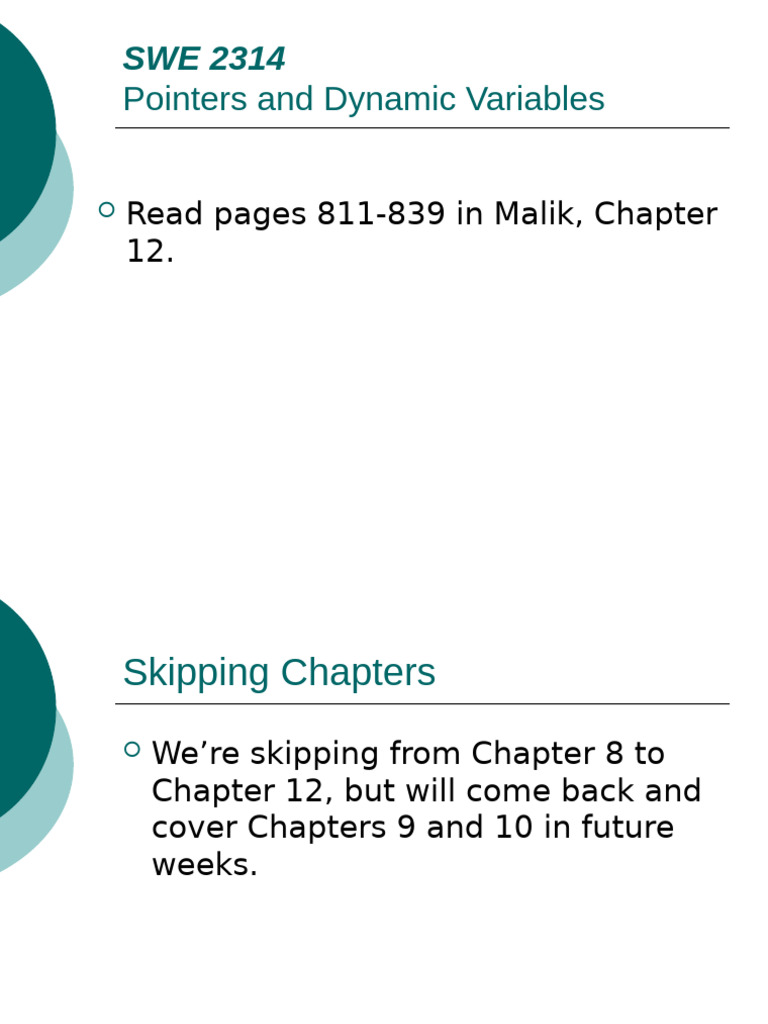 CHP 12 Pointer and Dynamic Values | PDF | Pointer (Computer Programming) | Variable (Computer ...