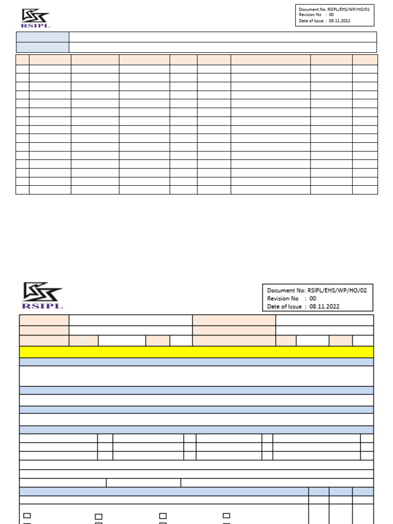 Work Permit Register And Guidelines Pdf Personal Protective