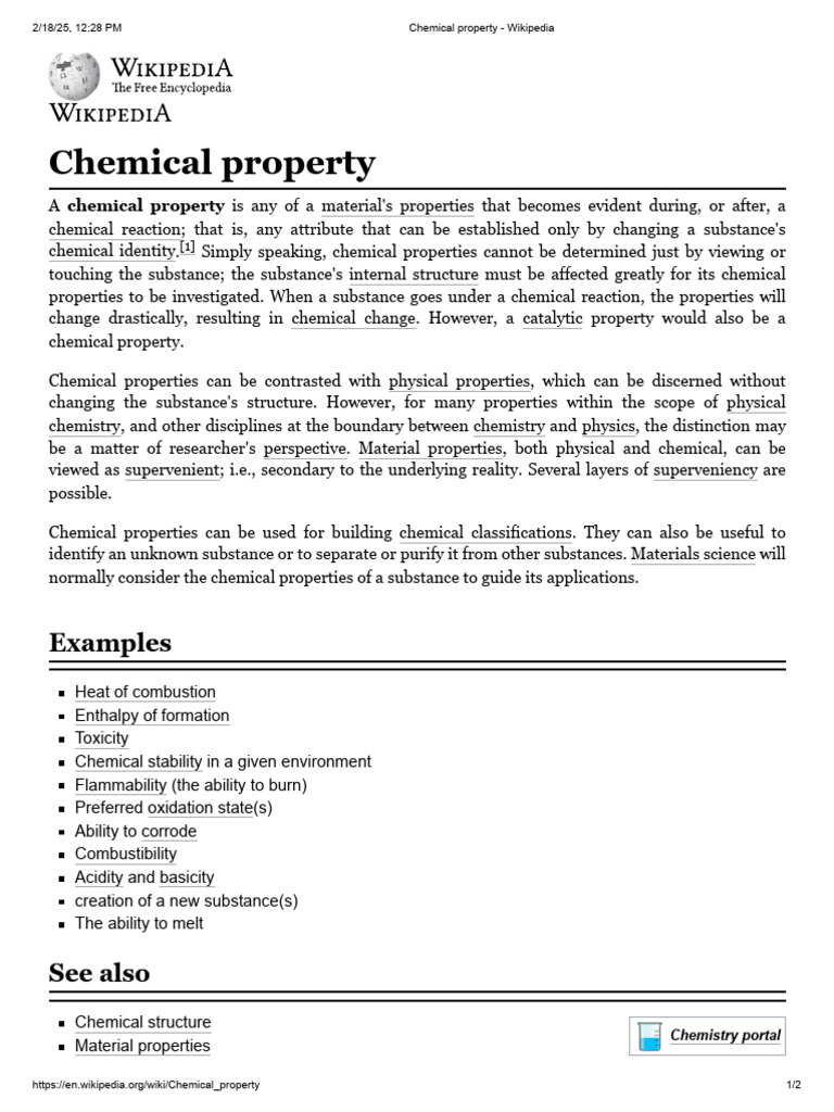 Chemical Property - Wikipedia | PDF | Chemical Substances | Chemistry