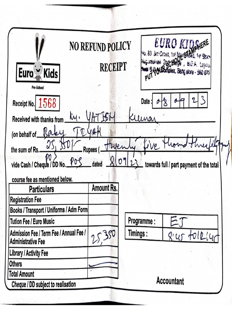 3 - Jiyah School Receipt 23-24 | PDF