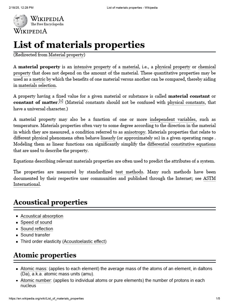 Key Material Properties Overview | PDF | Deformation (Engineering ...