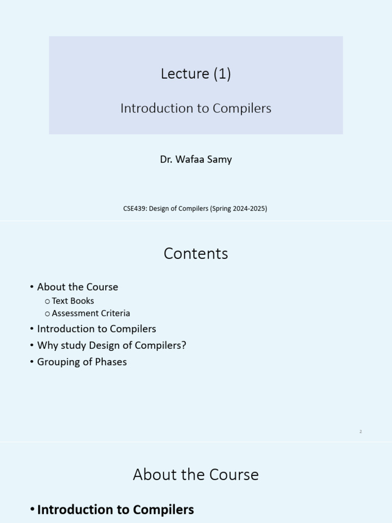1-Introduction to Compilers | PDF | Compiler | Parsing