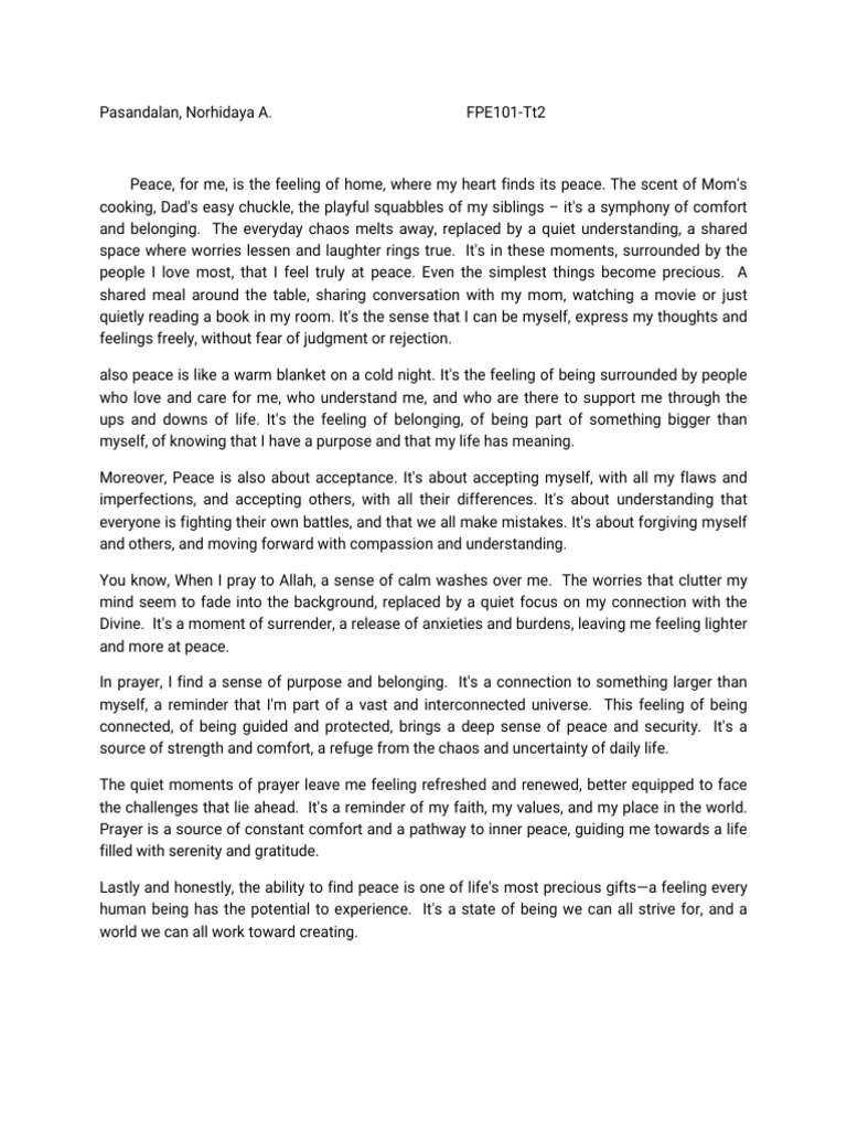 Defining Personal Peace | PDF