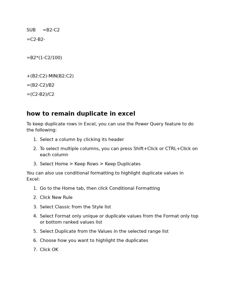 Keeping Duplicates in Excel | PDF
