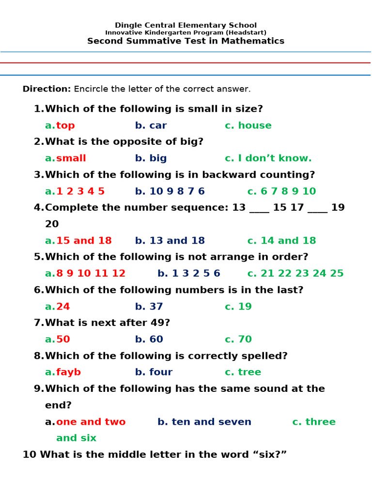 Headstart Exam (1) | PDF | Taste | Senses