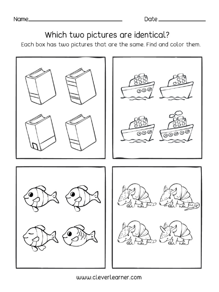 Preschool Same or Different Activity Worksheet 4k | PDF