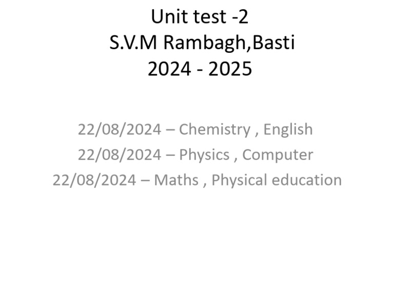 Unit Test Schedule 2024-2025 | PDF