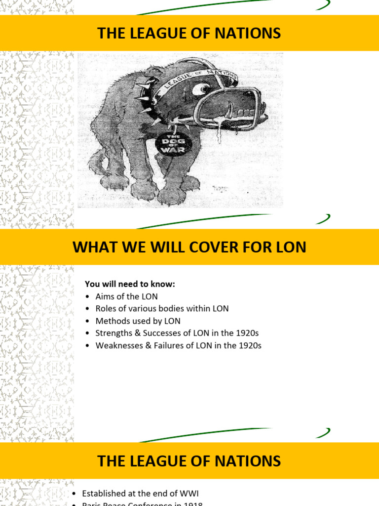 Unit 1.2 Chapter 1 LON Aims Successes Failures 1920s (Teacher's Copy ...