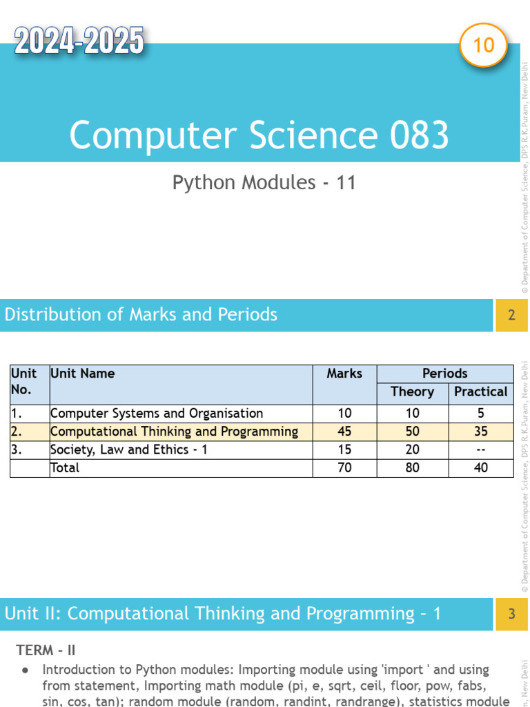 10-Python Modules -11-2024-2025 | PDF | Computing | Computer Programming