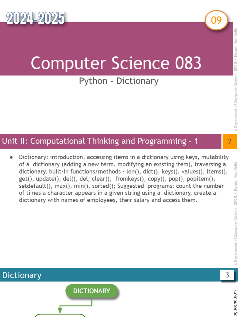 09-Python Dictionary-11-2024-2025 | PDF | Programming Paradigms | Computer Science