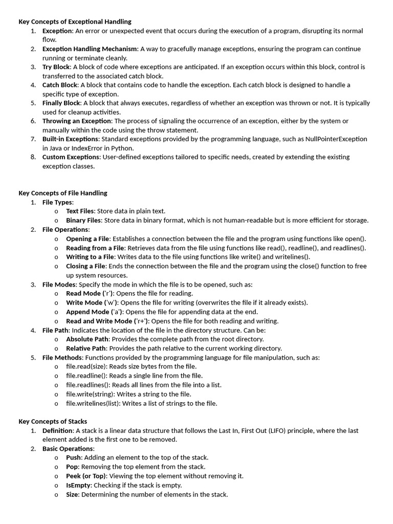 Key Concepts Notes of Computer Science | PDF | Computer Network ...