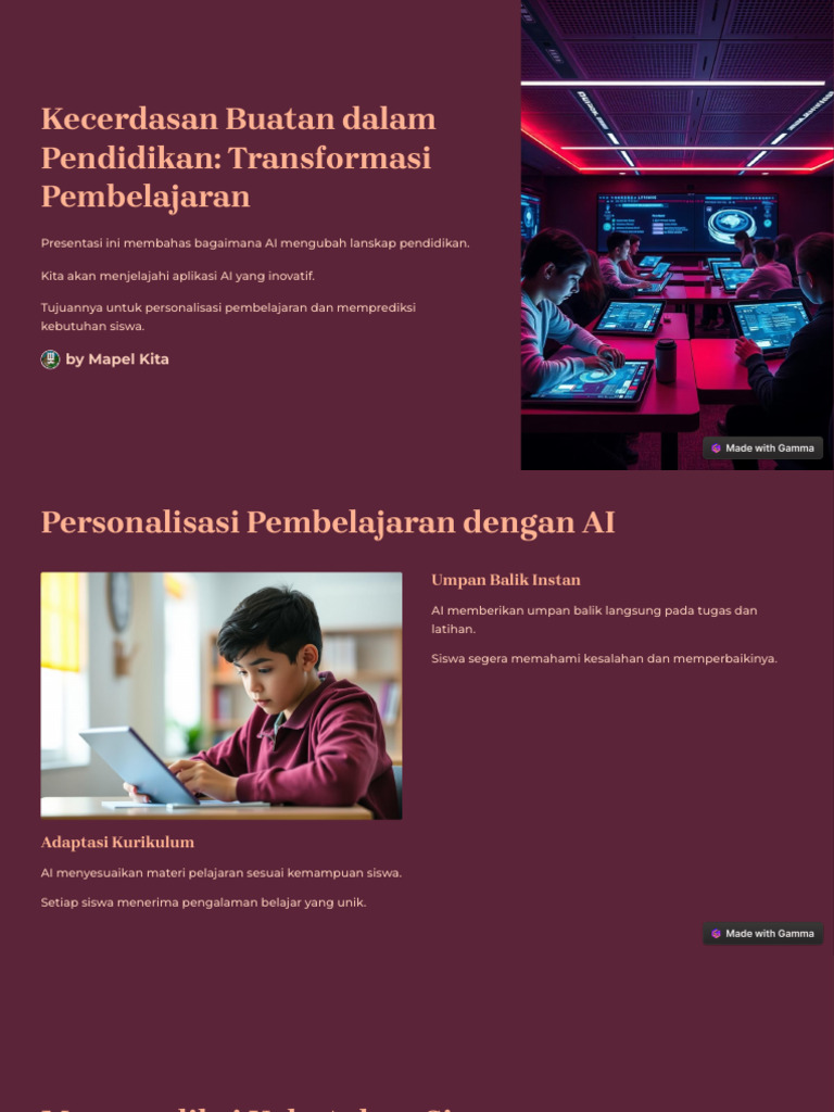 Kecerdasan Buatan Dalam Pendidikan Transformasi Pembelajaran | PDF