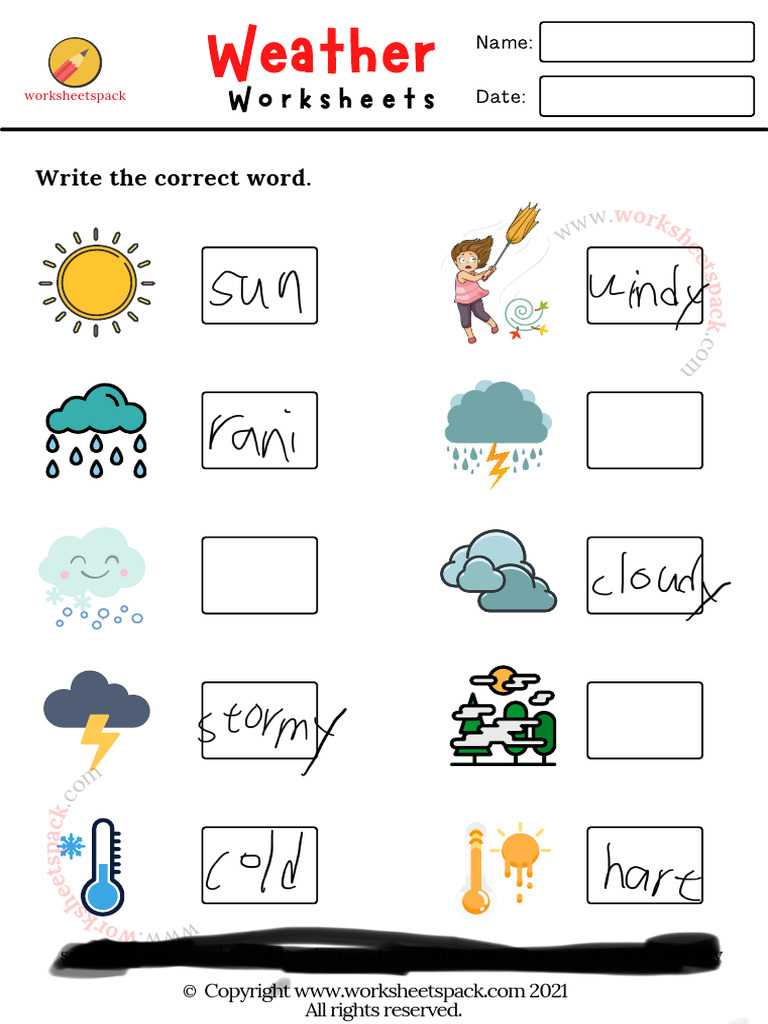 Weather Worksheets Write The Correct Word 2 | PDF