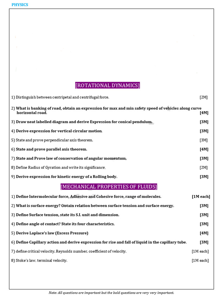 XII HSC Physics Important Questions | PDF | Inductance | Magnetic Field