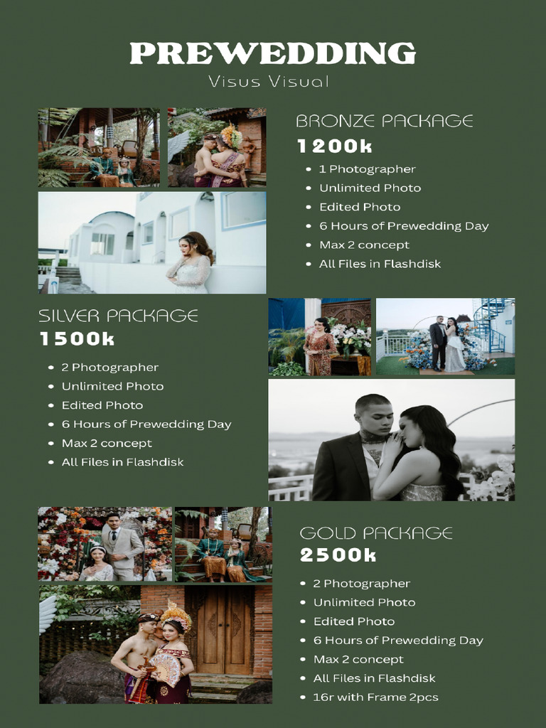 Pricelist Prewedding Visus Visual 2023 | PDF