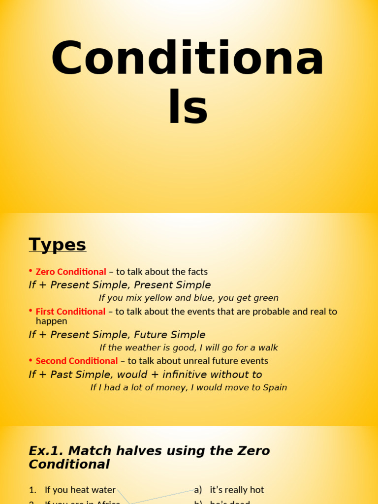 Conditionals Exercises Type Zero First Second Grammar Drills Grammar ...