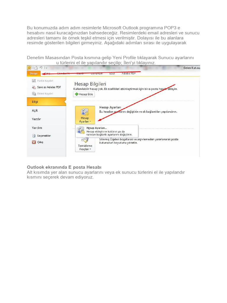 POP3 Email Kurulumu | PDF