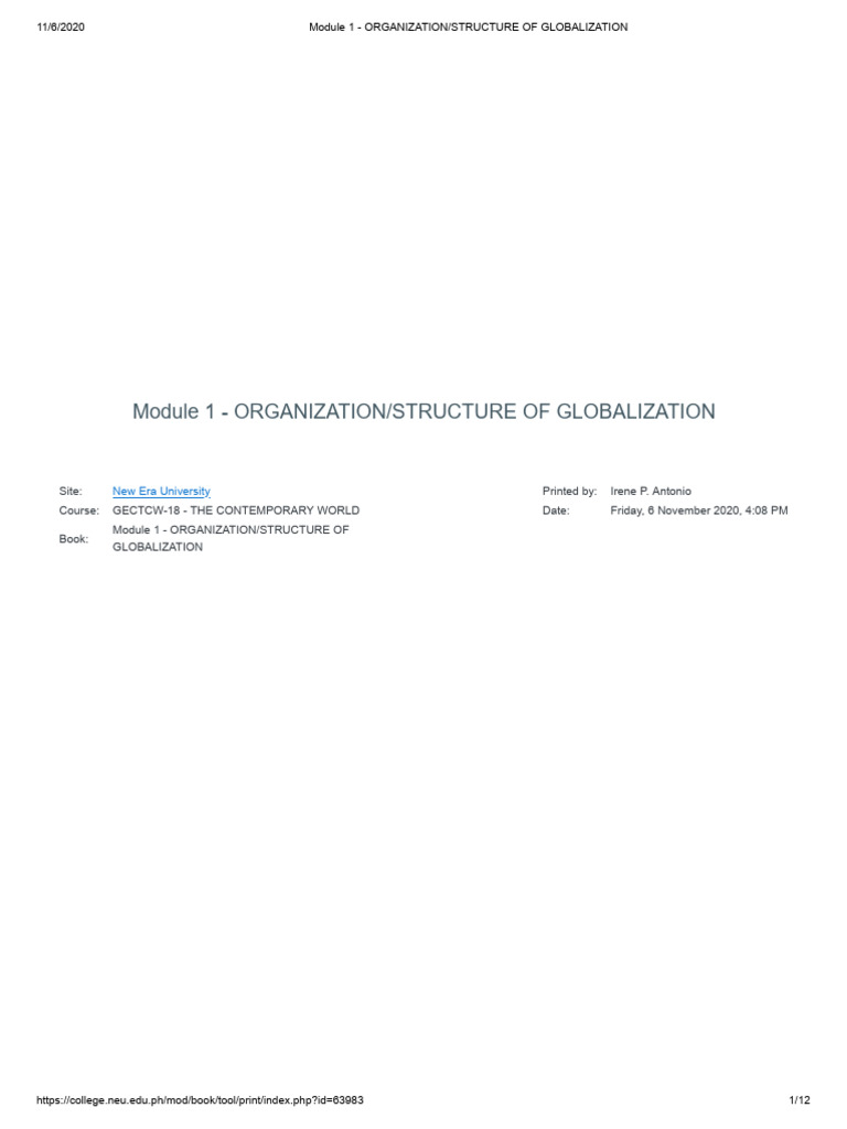 Module 1 - ORGANIZATION - STRUCTURE OF GLOBALIZATION | PDF ...
