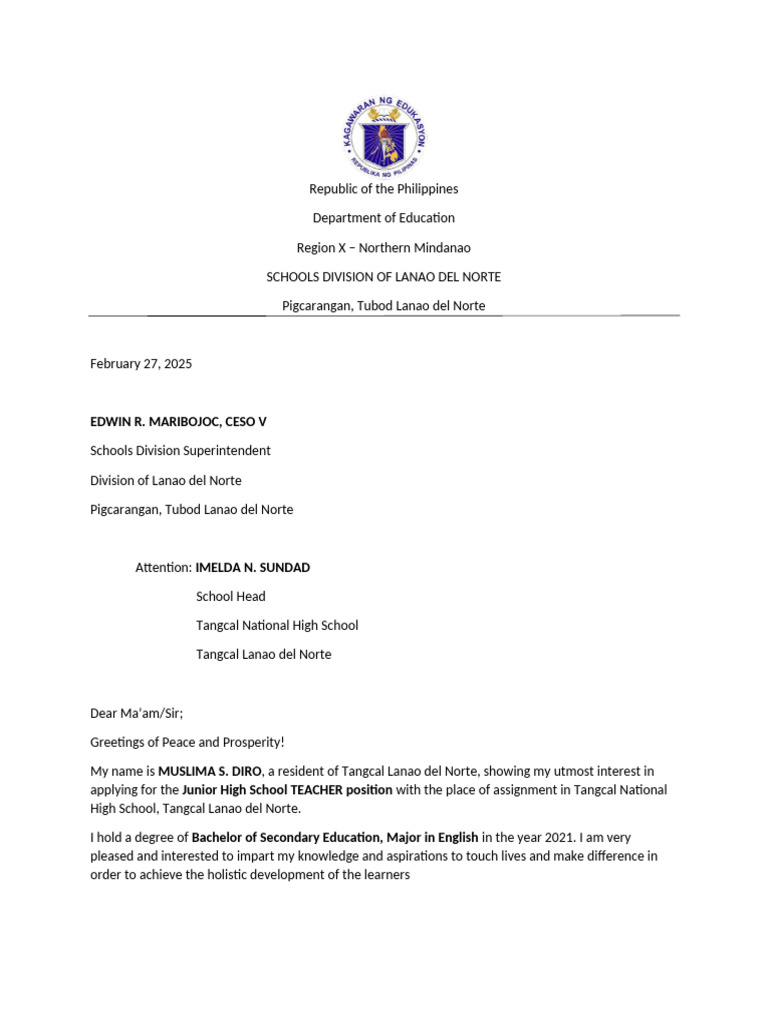 Intent Letter - JHS | PDF